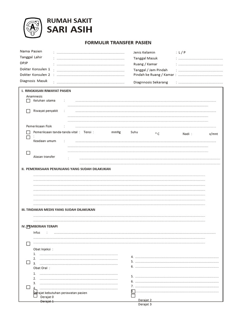 Formulir Transfer Pasien | PDF