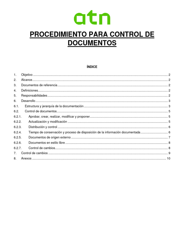 ATN-MCC-PO-01 Procedimiento de Control de Documentos | PDF ...