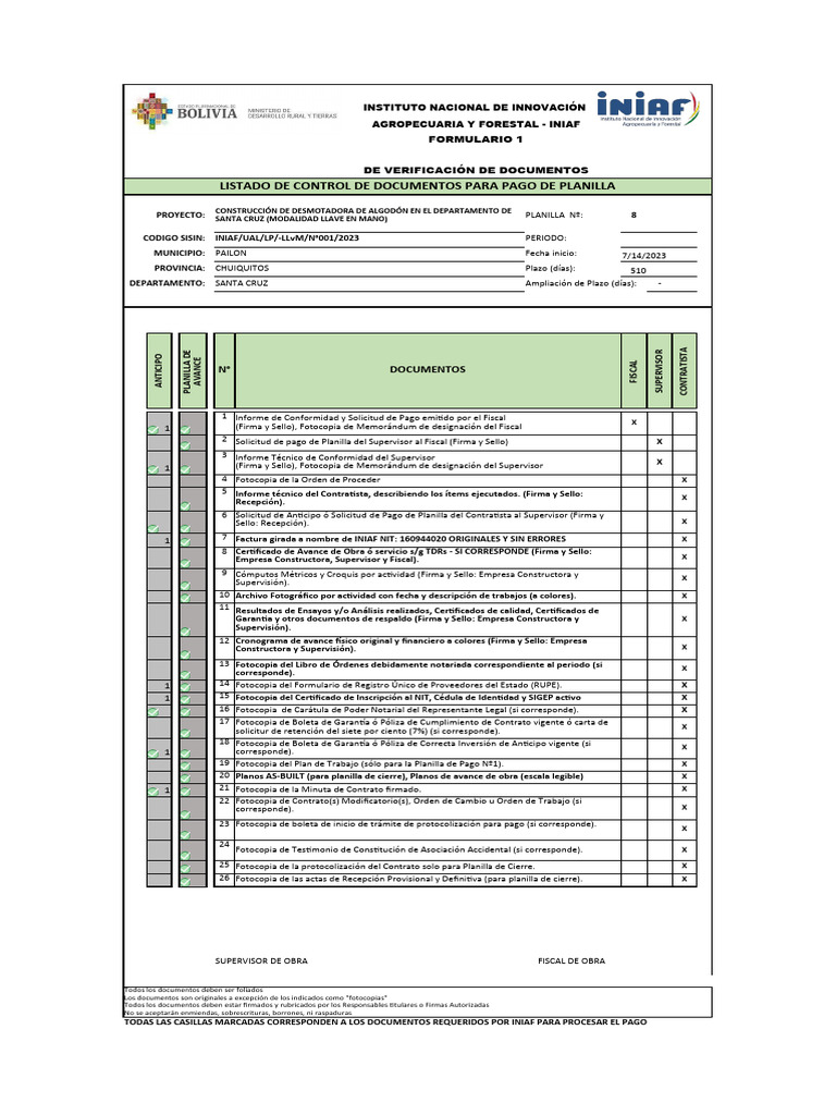 0. CHECK LIST PAO N8 | PDF