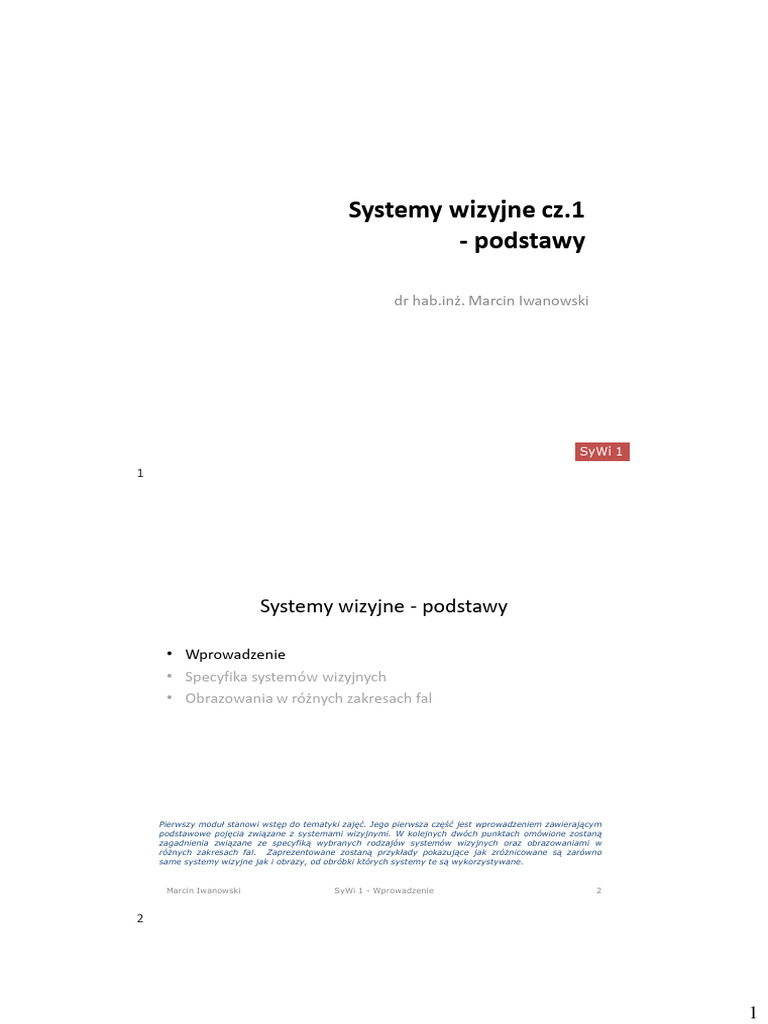 SyWi 1 - Wprowadzenie | PDF