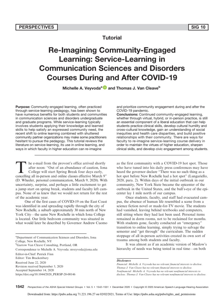 Re-Imagining Community-Engaged Learning - Service-Learning in ...