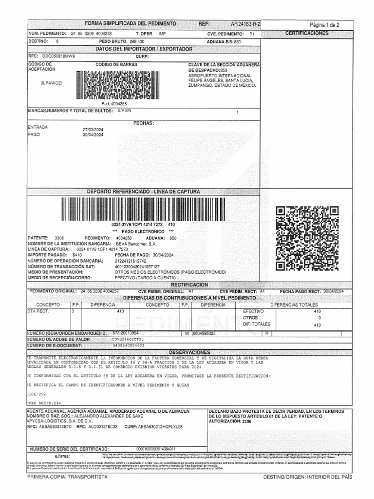 Pedimento 24183 | PDF