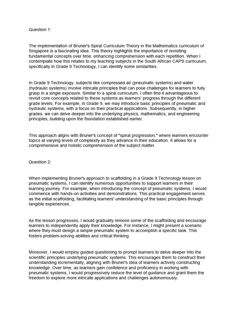 Question 1 | PDF | Curriculum | Learning