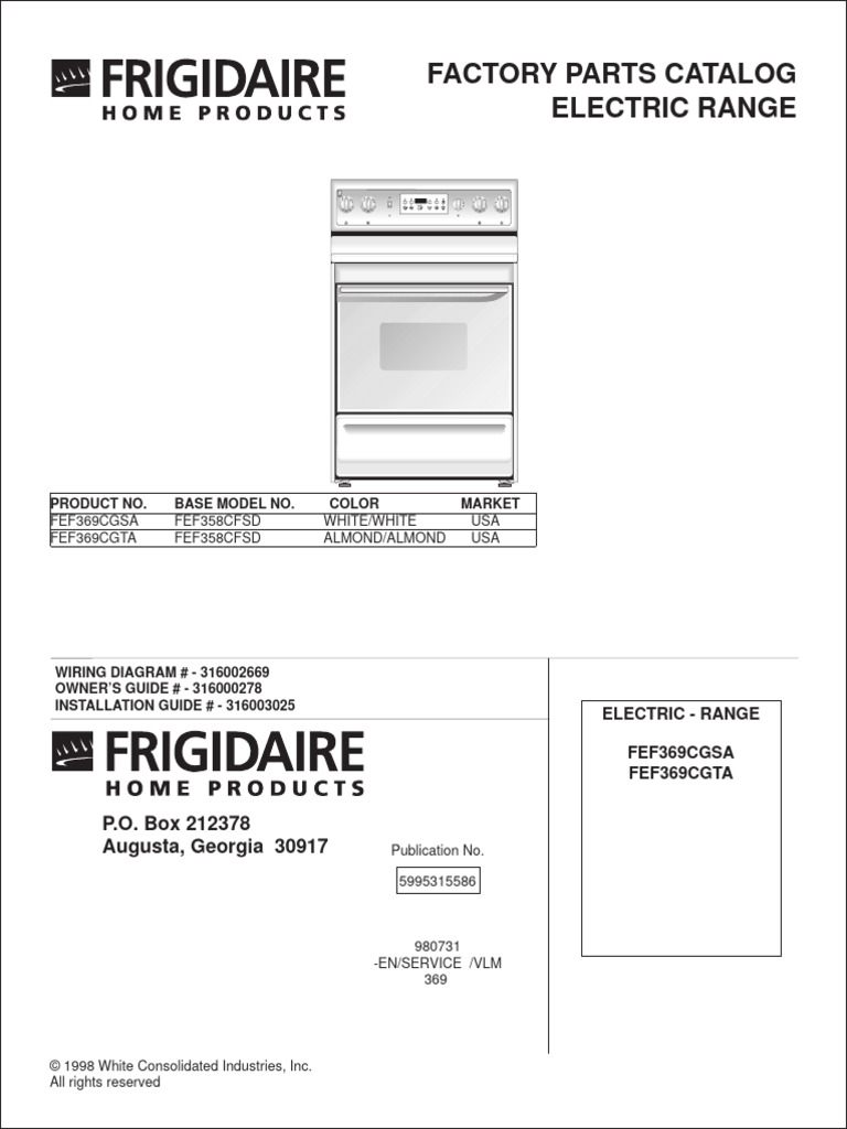 Frigidaire Model FEF369CGSA Parts Catalog 5995315586 | PDF | Car ...