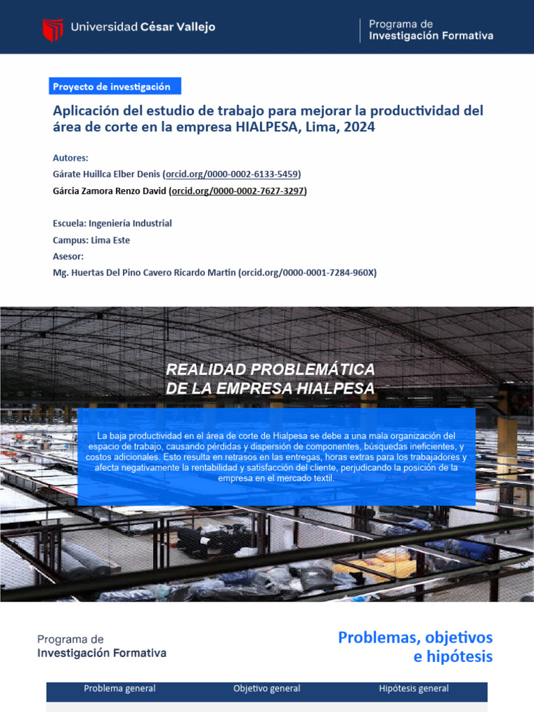 Mejora Productividad Corte HIALPESA | PDF | Business | Economias