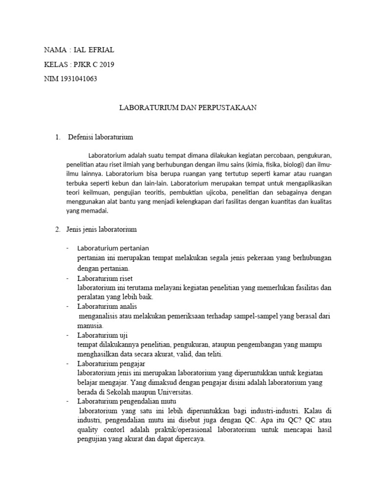 Tugas LAB Dan Perpus Ial Efrial 1931041063-Dikonversi | PDF