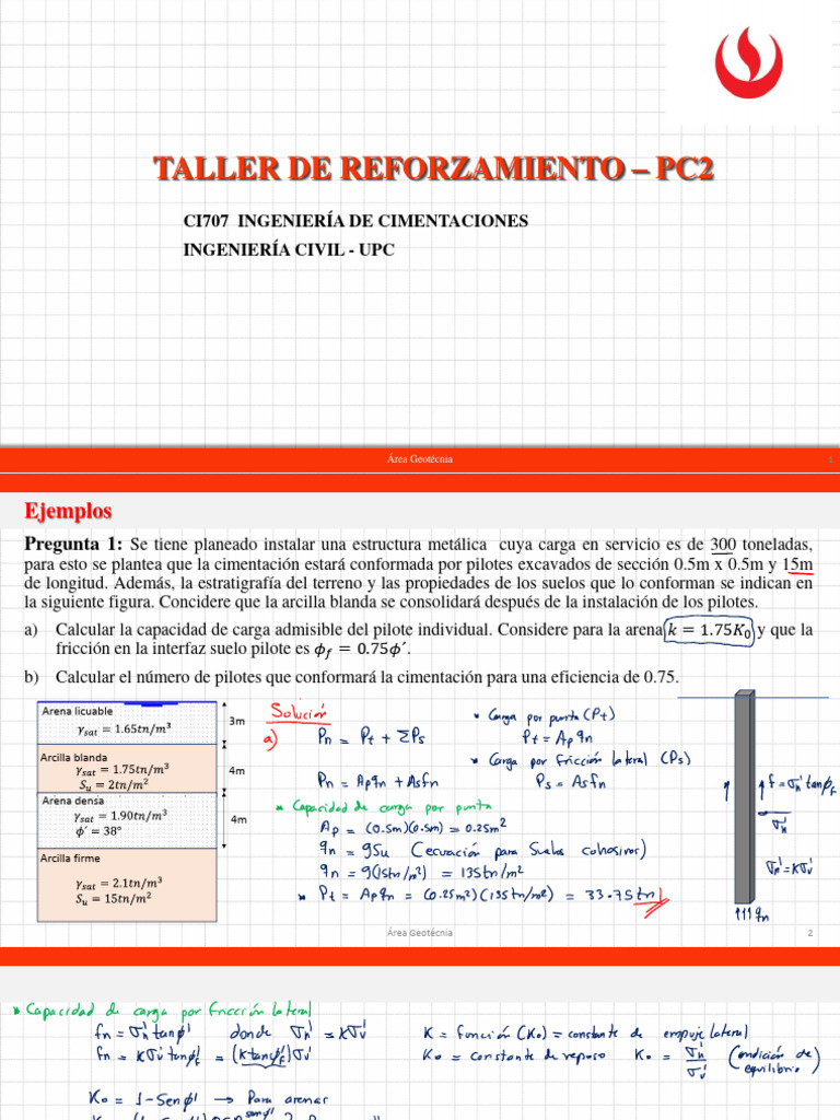 U3.7-Taller de Reforzamiento PC2 | Descargar gratis PDF | Fundación profunda | Elementos ...