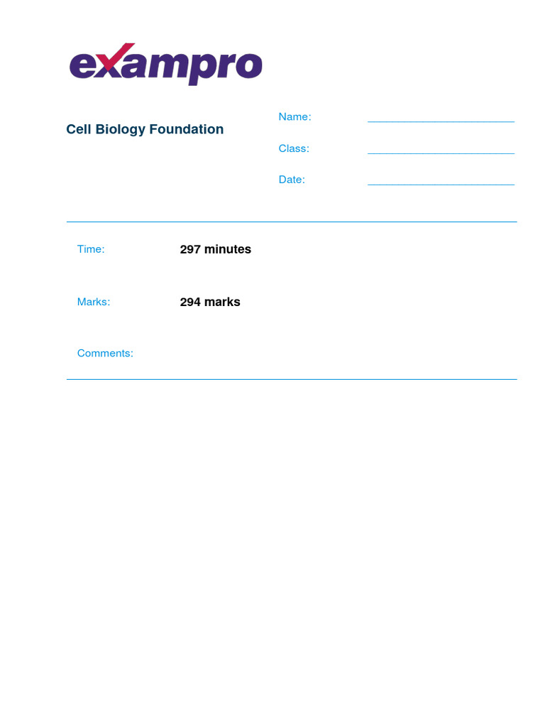 Cell Biology Exam for Students | PDF | Cell (Biology) | Osmosis