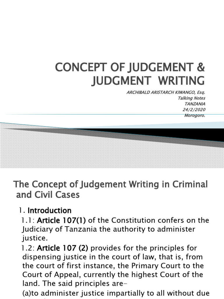 Concept For Judgement Writing Slide 2 | PDF | Judgment (Law) | Common Law
