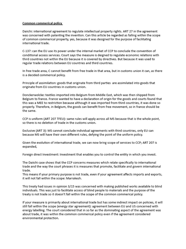 10. common commerical policy | Download Free PDF | Trade | European Union