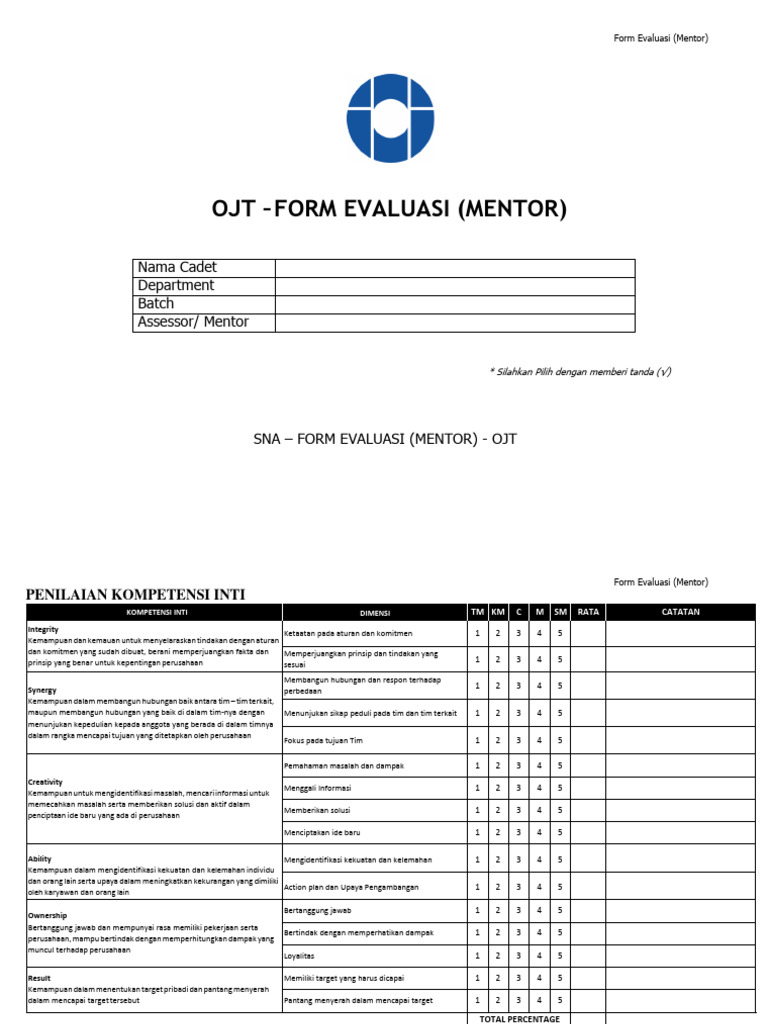 Monitoring Checklist OJT CB V - Mentor | PDF