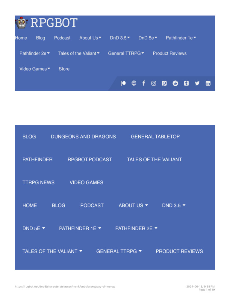 Way of Mercy Monk Handbook - DND 5e Subclass Guide - RPGBOT | PDF ...