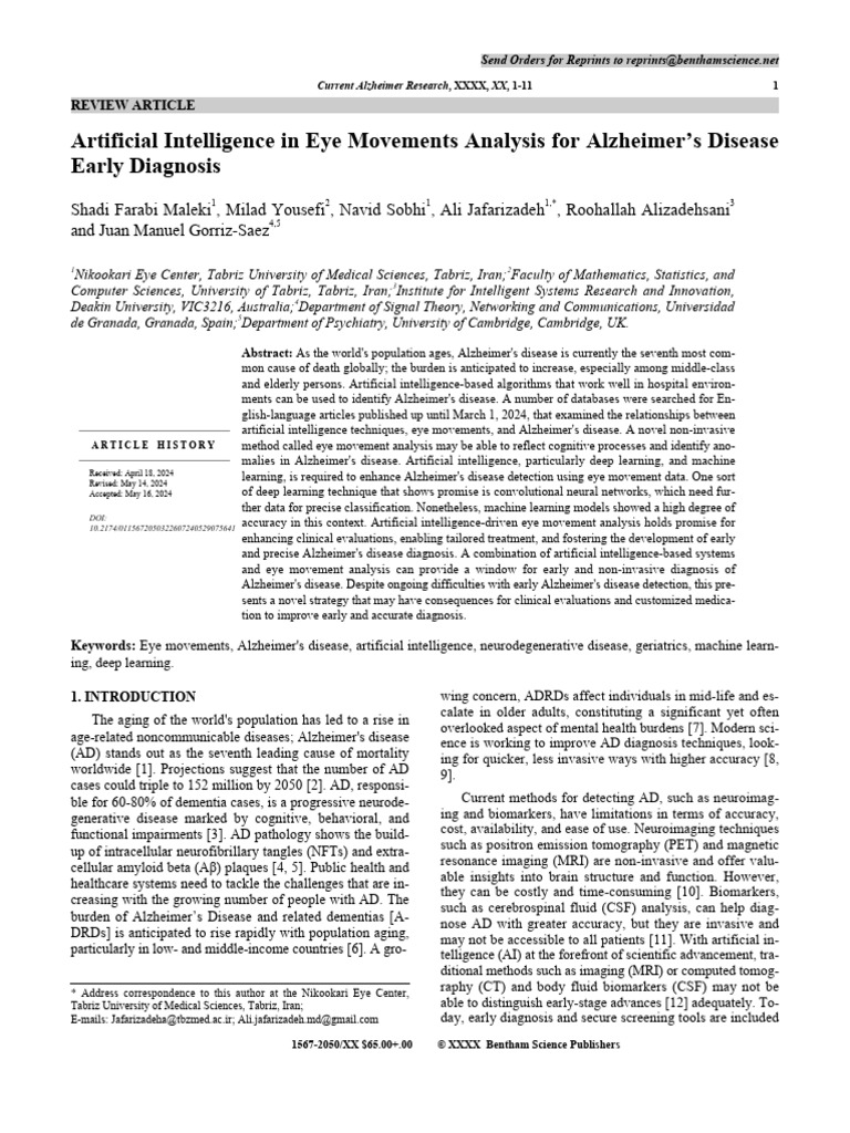 BMS CAR 2024 94 (Second Proof) | PDF | Alzheimer's Disease | Machine ...