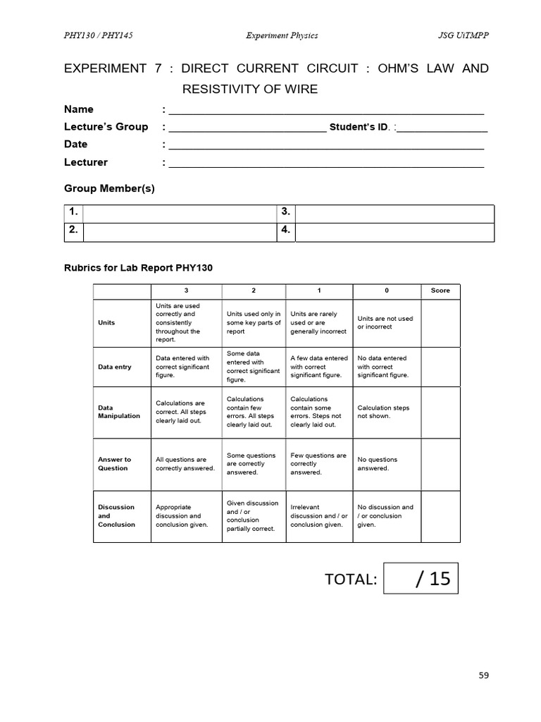 Lab Manual Physics PHY145 | PDF | Electrical Resistance And Conductance | Resistor