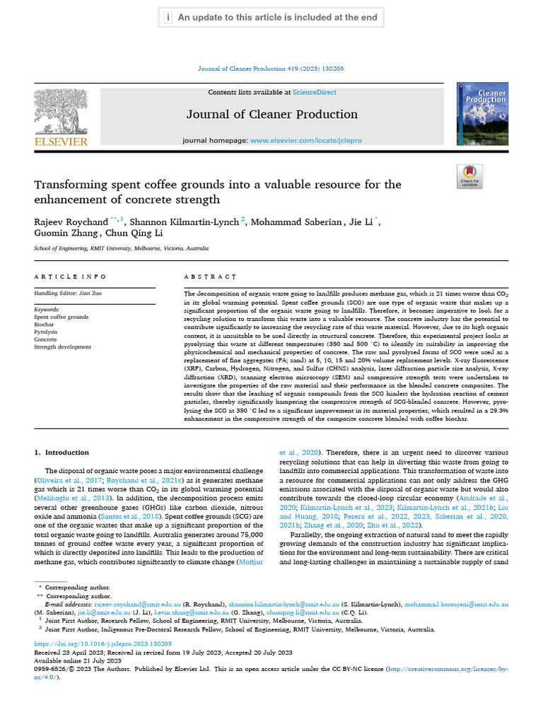 SCG (Spent Coffee Grounds) Concrete | PDF | Concrete | Cement