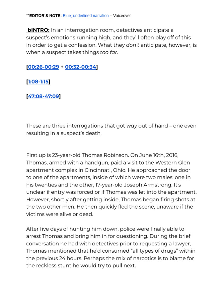 CRAZIEST Interrogation Moments of ALL TIME Script (Revised) | PDF ...