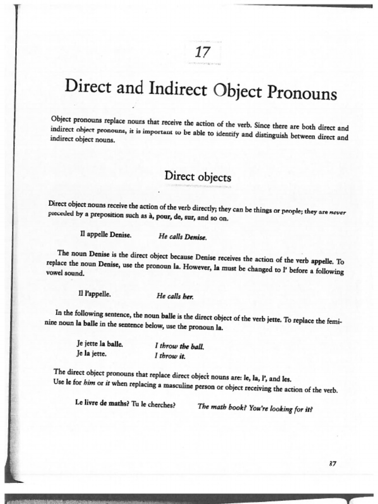 Direct Indirect Pronouns | PDF