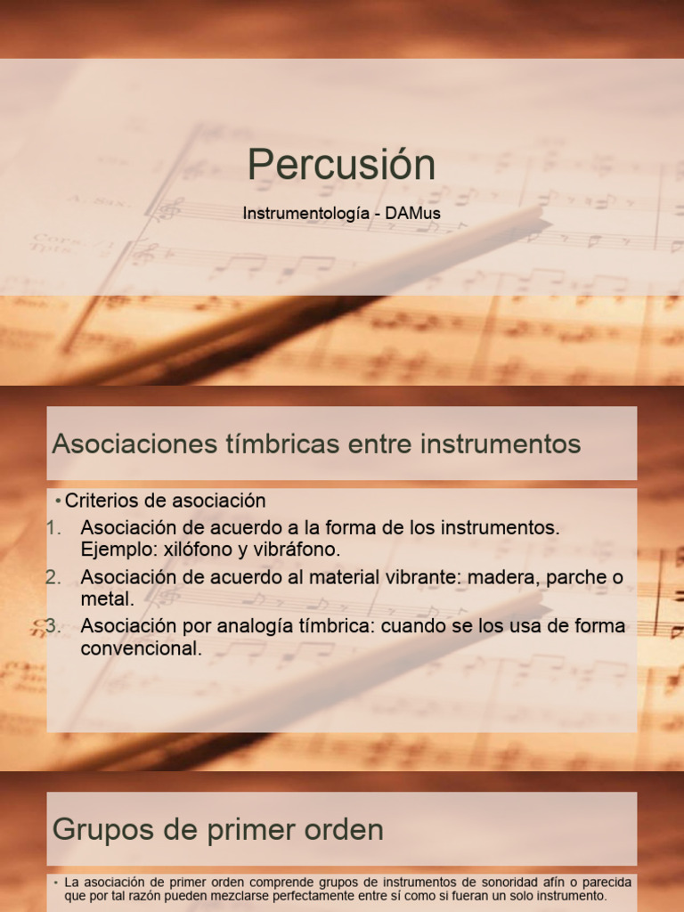 Percusión (Clase) | PDF | Instrumentos musicales | Instrumentos de ...