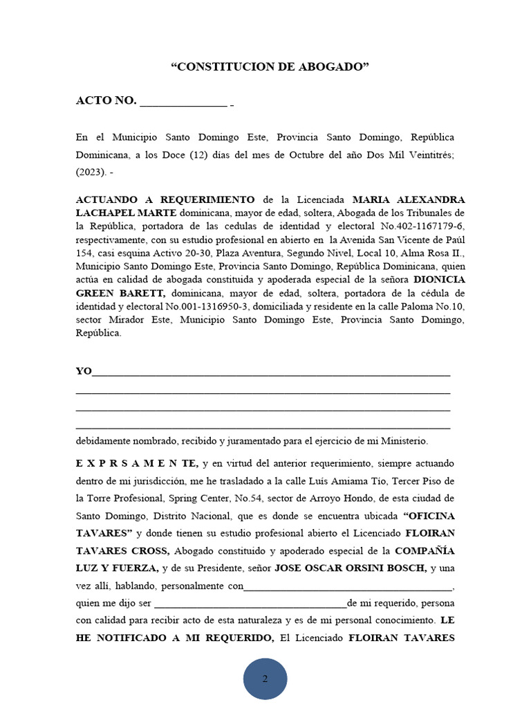 Constitucion De Abogado Dionicia Green Pdf Gobierno