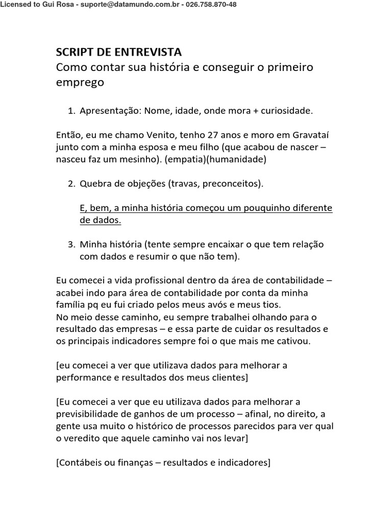 Script de Entrevista | PDF | Contabilidade