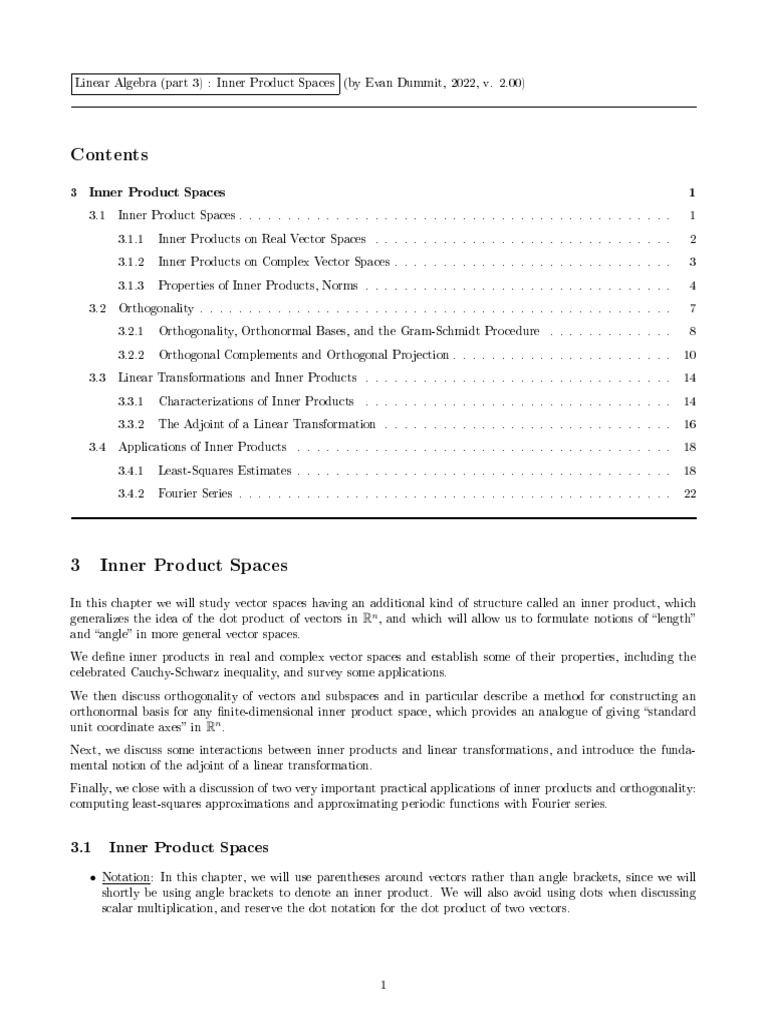 Linalgthy 3 Inner Product Spaces | PDF | Basis (Linear Algebra ...