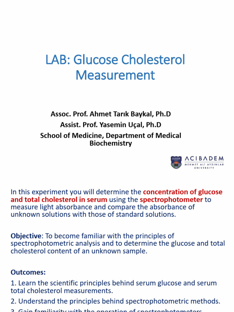 Glucose Cholesterol Measurement 070119 | PDF | Spectrophotometry ...