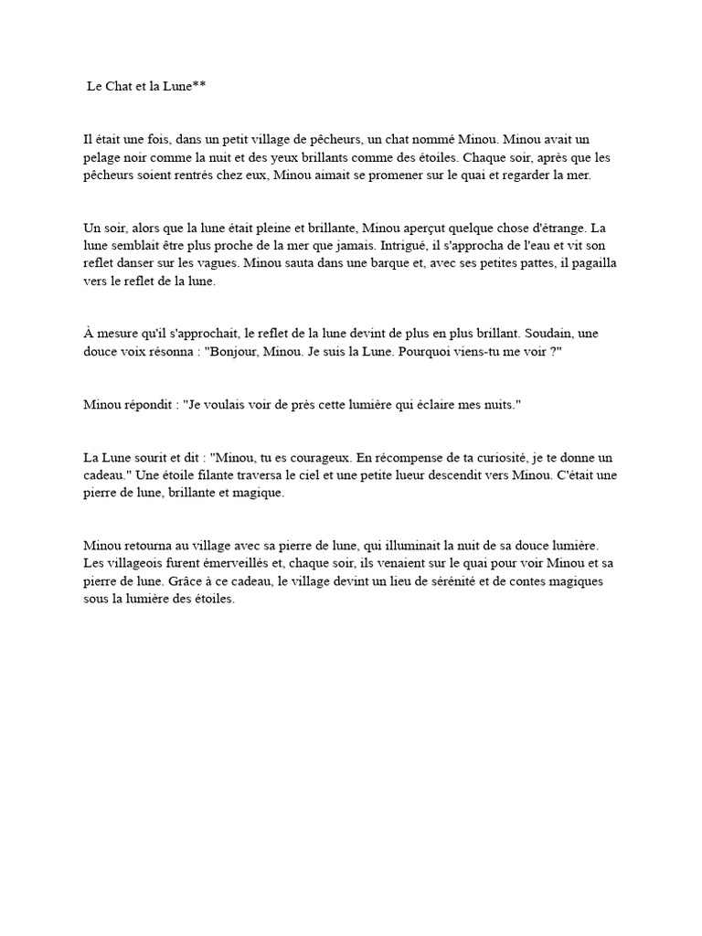Le Chat et la Lune : Conte Magique | PDF | Voyages | Art
