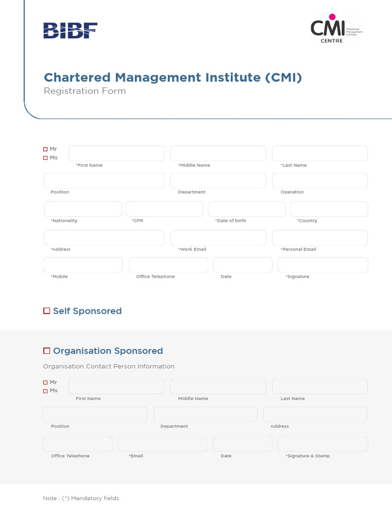CMI Registration Form | PDF | Fee | Credit Card