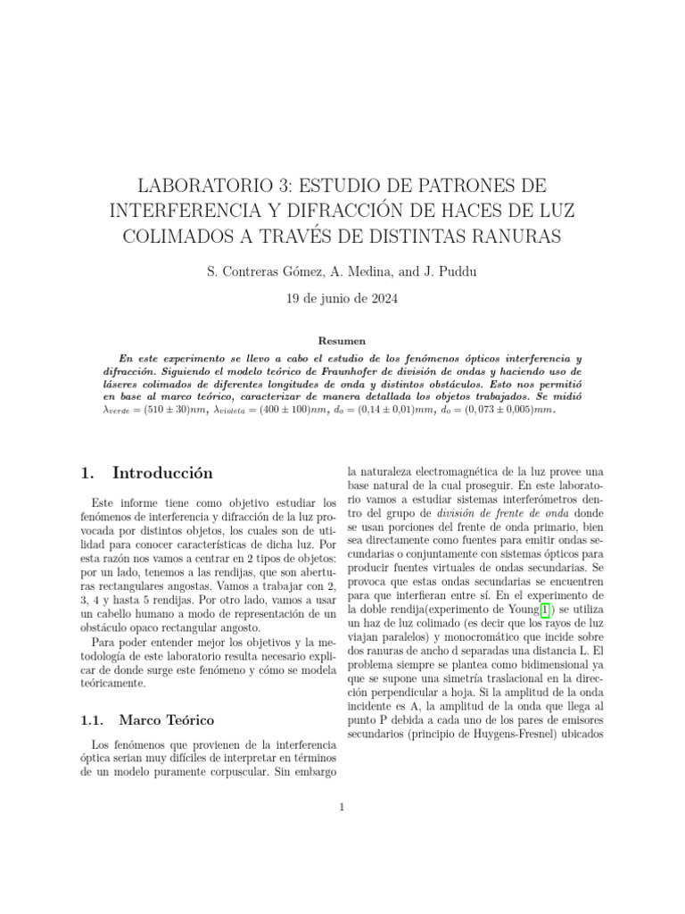 Lab_3___Óptica_Física | Descargar gratis PDF | Difracción | Ligero