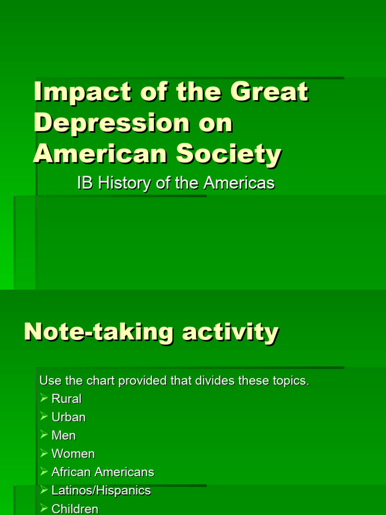 Impact of The Great Depression On American Society | PDF | Immigration ...