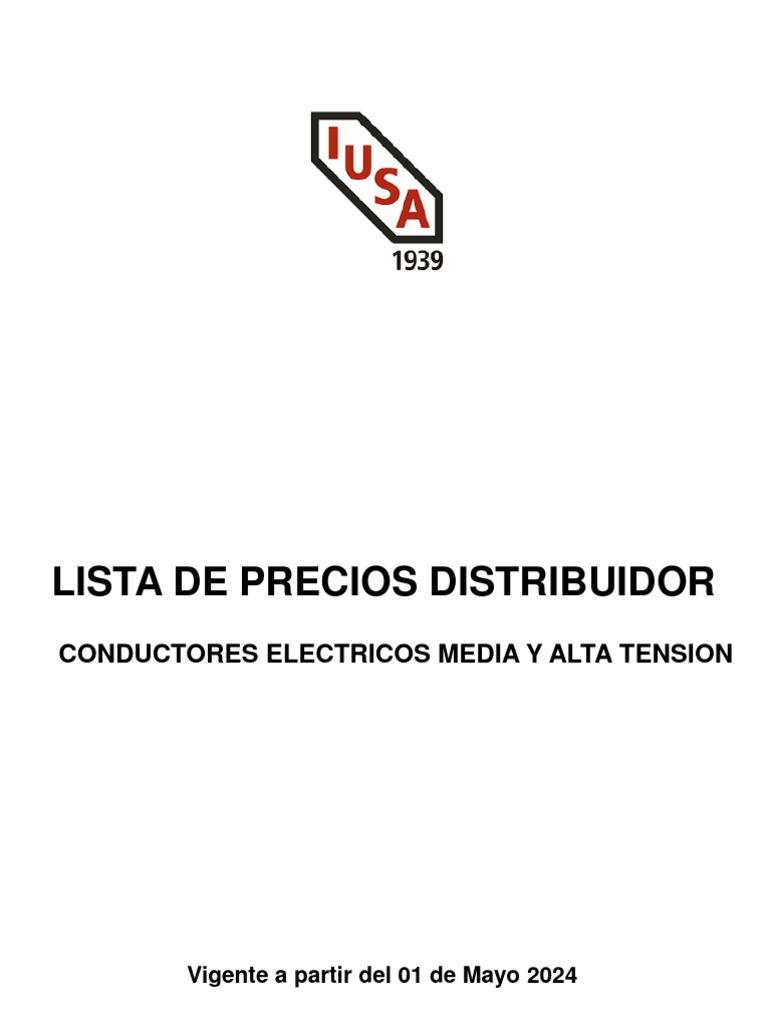 Lista de Precios Conductores Electricos Media y Alta Tension | PDF | Cable | Ciencias fisicas