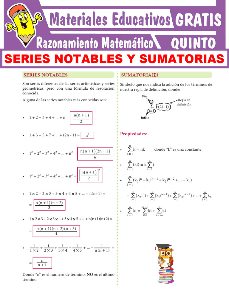 Series Notables y Sumatorias para Quinto Grado de Secundaria | PDF