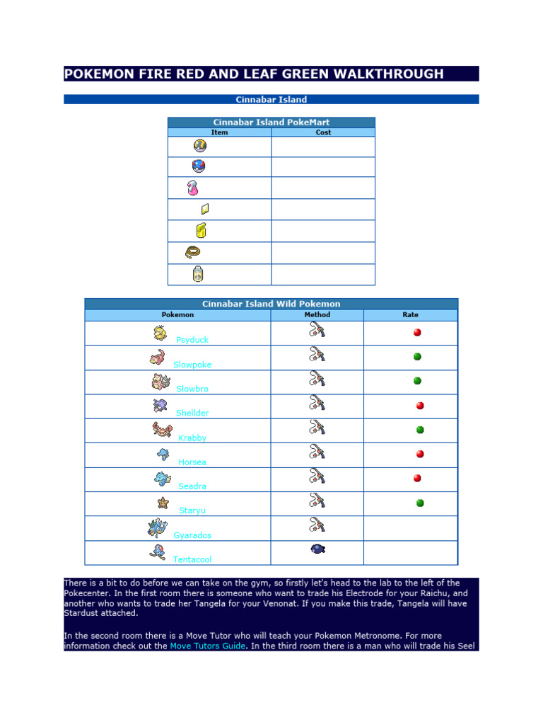 Part 15 POKEMON FIRE RED AND LEAF GREEN WALKTHROUGH | PDF | Pokémon