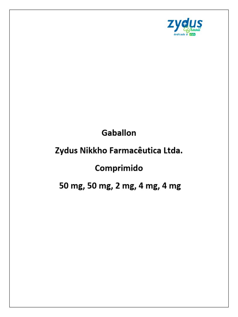 Bula Gaballon Com 20 Comprimidos Zydus Nikkho 119 | PDF | Gravidez ...