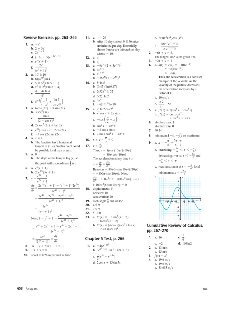 MCV4U CalcReview ANS | PDF | Kinematics | Mathematical Analysis