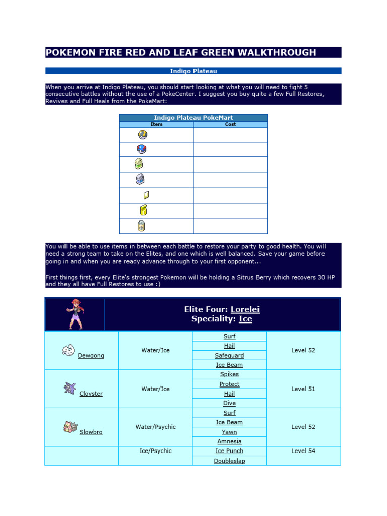 Part 17 POKEMON FIRE RED AND LEAF GREEN WALKTHROUGH | PDF | Pokémon