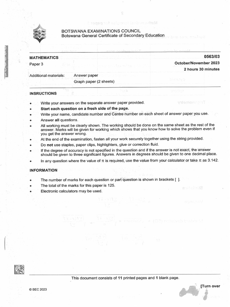 Paper 3 - Bgcse - 2023 | PDF