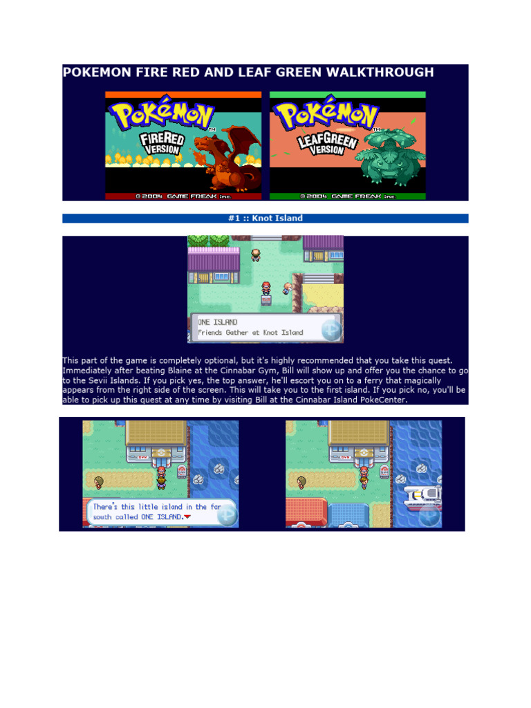 Part 19 POKEMON FIRE RED AND LEAF GREEN WALKTHROUGH | PDF | Video Games ...