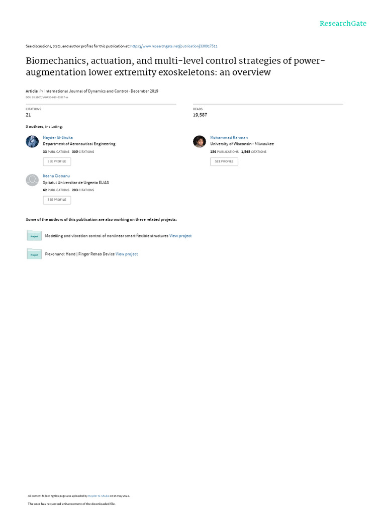 Biomechanics Actuation and Multi-Level Control str1 | PDF | Anatomical ...