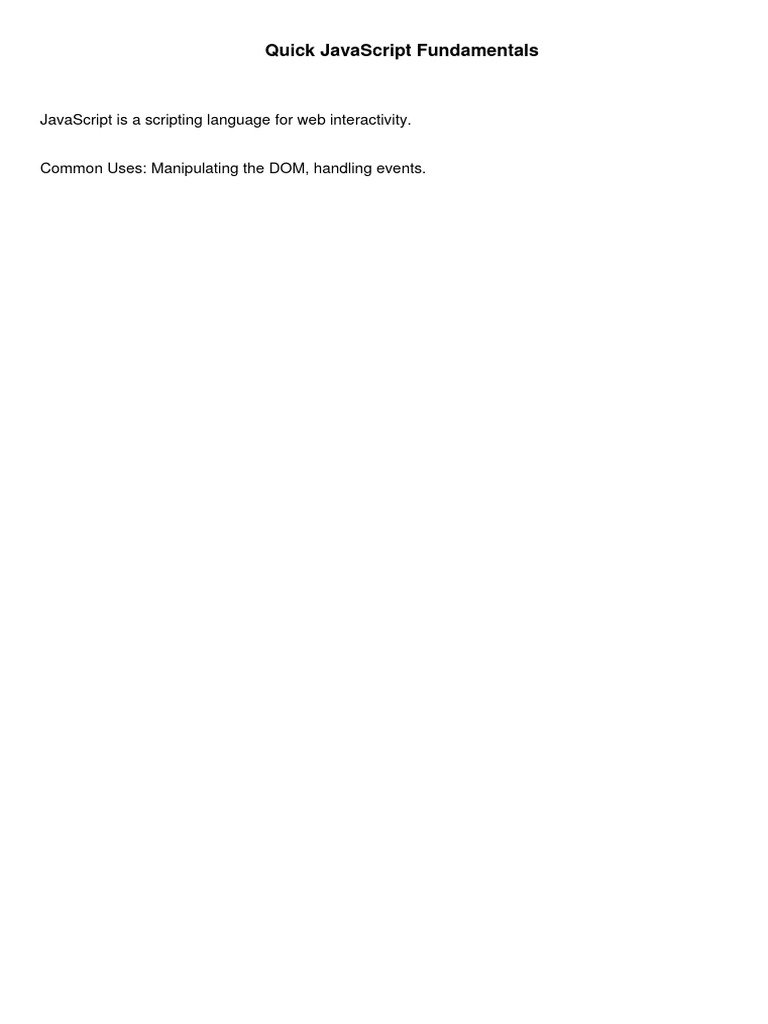 Quick JavaScript Fundamentals | PDF