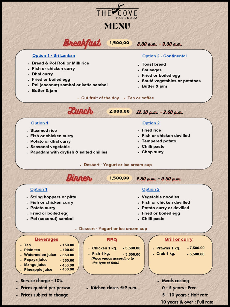 Cove - menu card 04 | PDF | Curry | Foods
