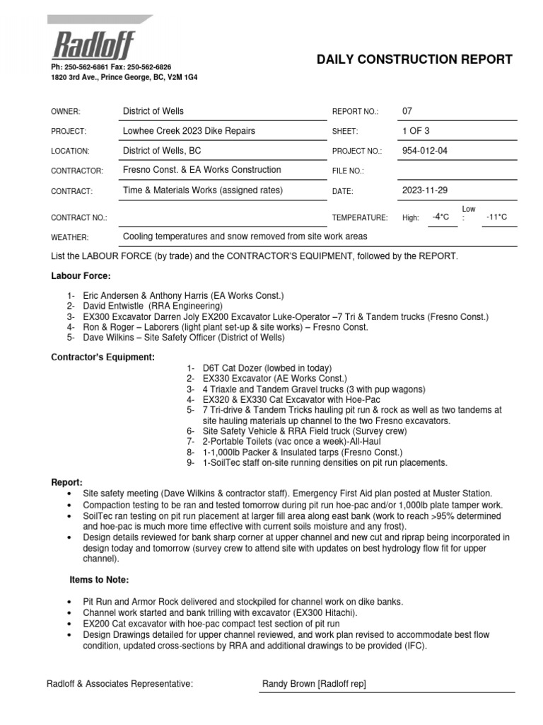 Daily Construction Report | PDF | Earth Sciences