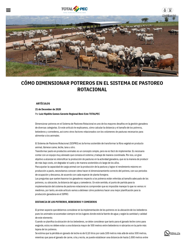 CÓMO DIMENSIONAR POTREROS EN EL SISTEMA DE PASTOREO ROTACIONAL ...