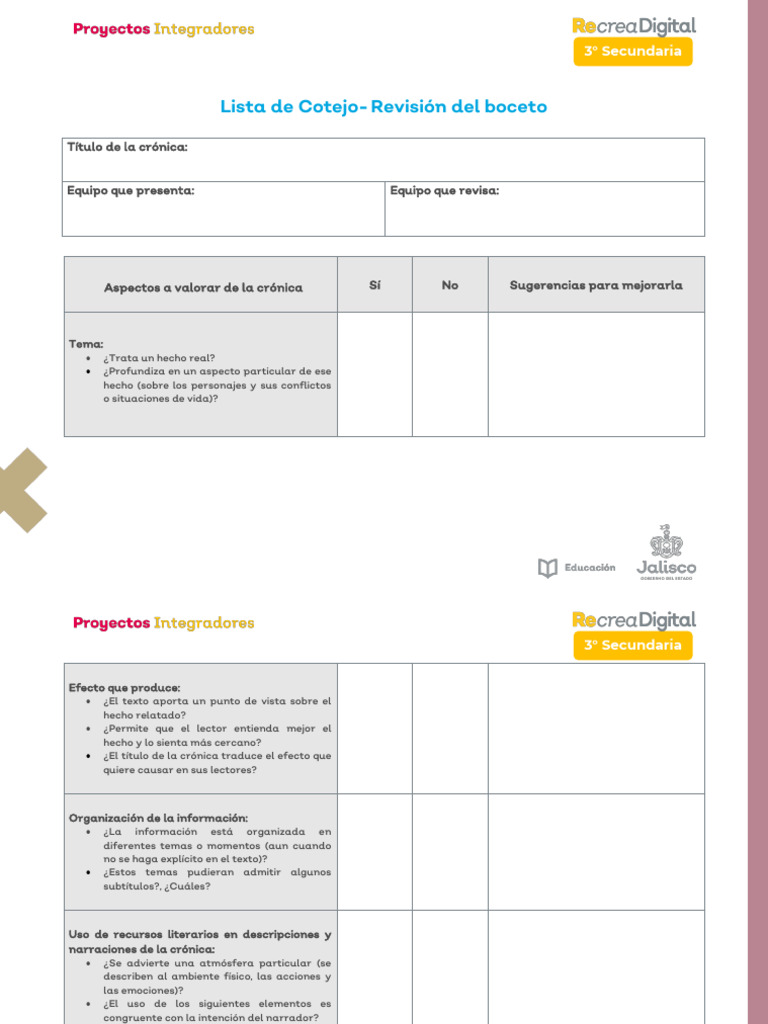 Lista de Cotejo - Revisión Del Boceto | PDF