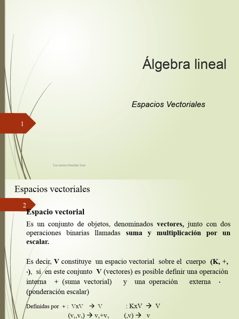 Unidad Ii Espacios Vectoriales Parte 1 Pdf Espacio Vectorial