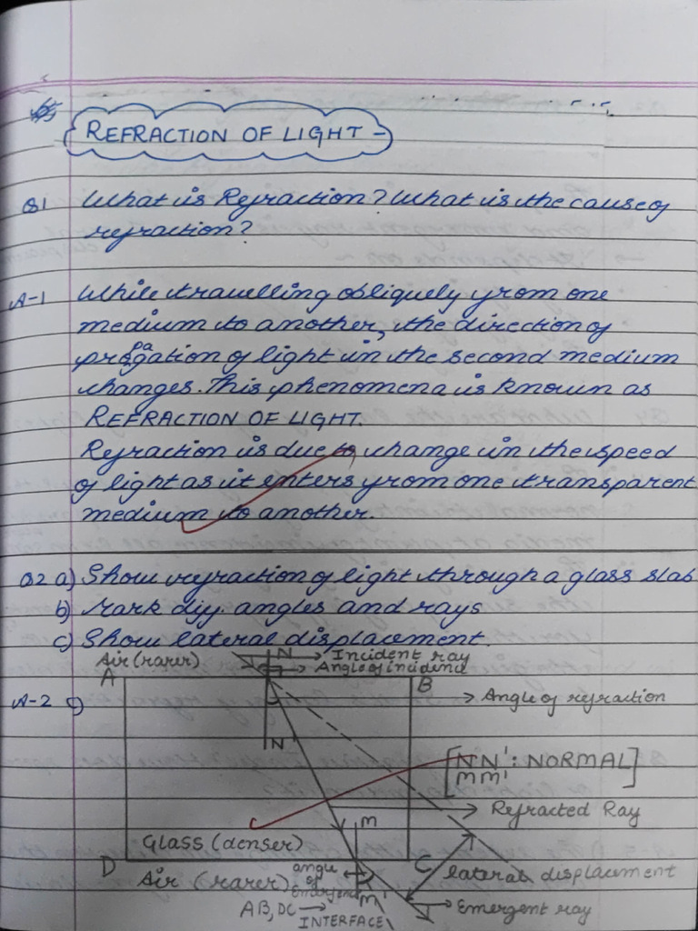 Class 10 CH - Light (From Topic Refraction of Light) | PDF | Optics ...