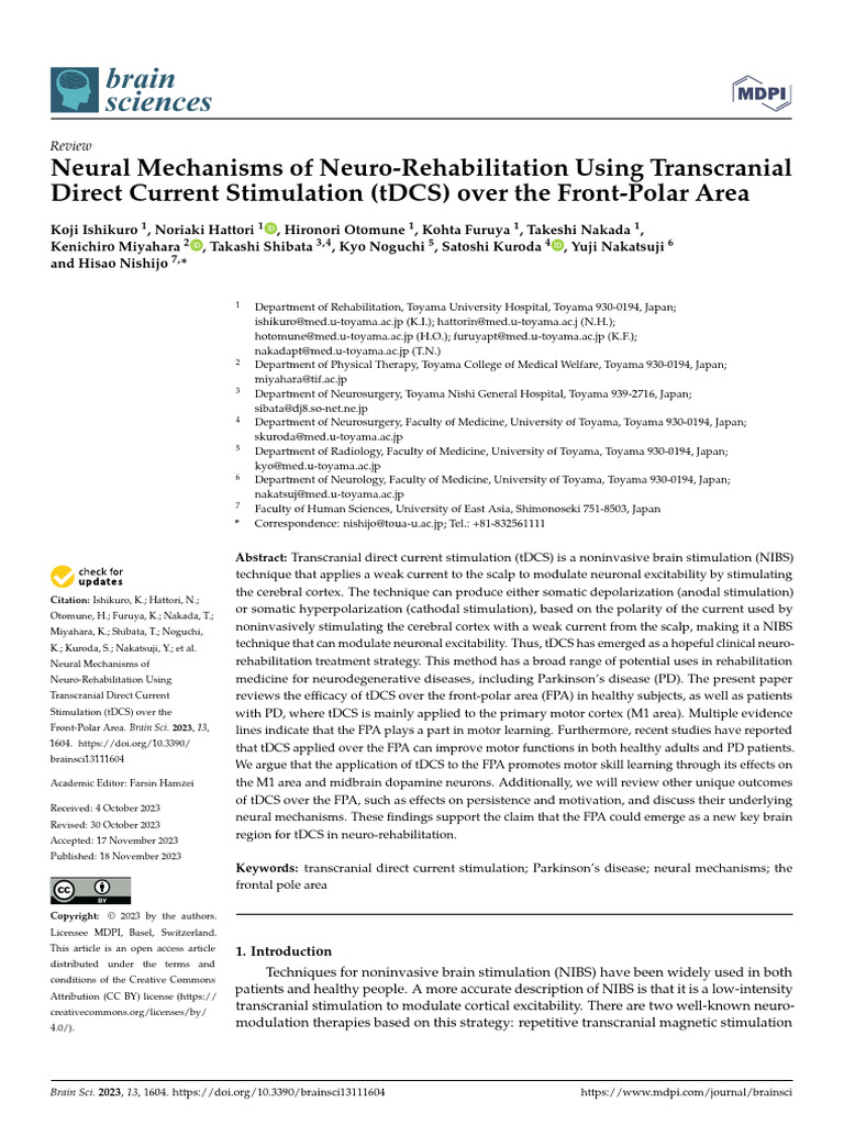 Neuro-Rehabilitation Using TDCS | PDF | Synaptic Plasticity | Neuron