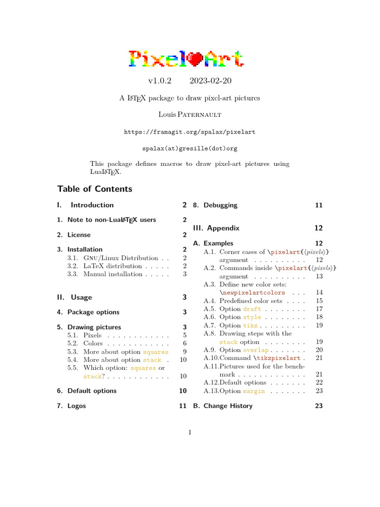 Pixel Art: AL TEX Package To Draw Pixel-Art Pictures Louis Paternault | PDF | Computing ...