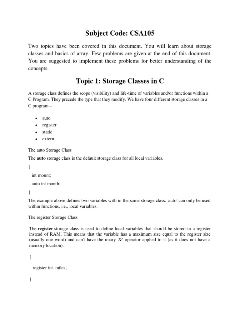 Storageclass 1 | PDF | Class (Computer Programming) | Scope (Computer Science)