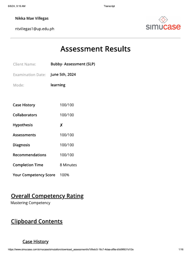 Bubby Simucase Transcript Villegas | PDF